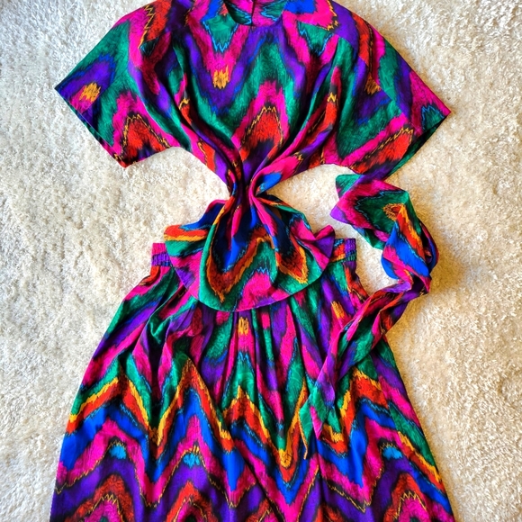 Vintage | Dresses | Vintage Tan Joy 3 Piece Colorful Top Skirt Belt Set ...